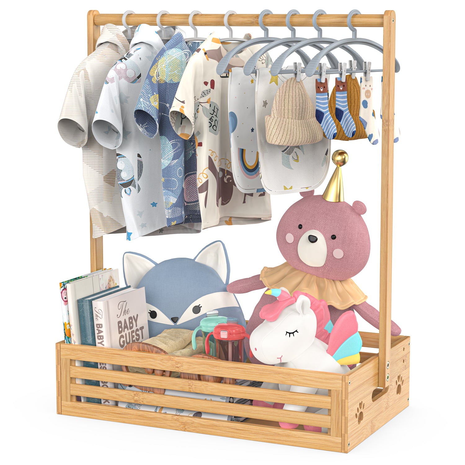 Bamboo Pets Clothes Rack with Storage Box – PlusintheBox